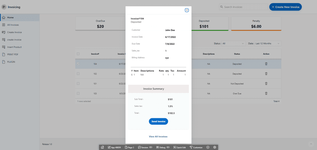 Invoicing Tool - Oracle Apex Development - Zehntech