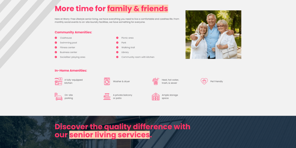 Senior Living Community Website Built in Webflow Platform